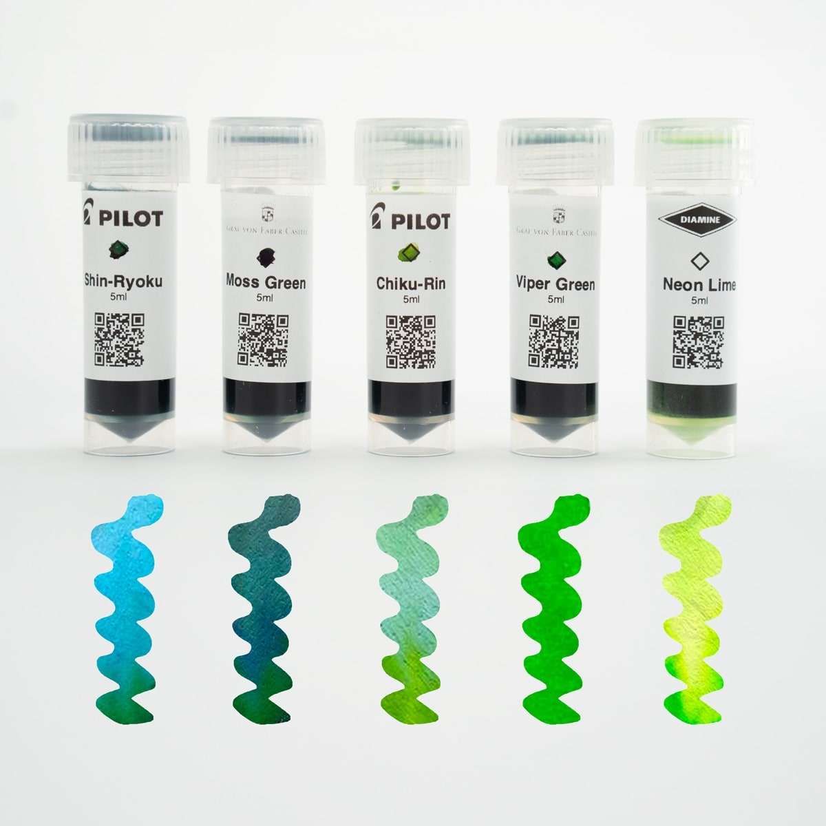Tintenproben Set Viper Moss (Grüntöne) | 5x5ml – Penoblo